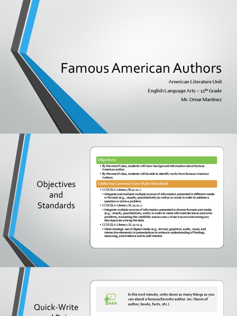 Famous American Authors: American Literature Unit English Language Arts ...