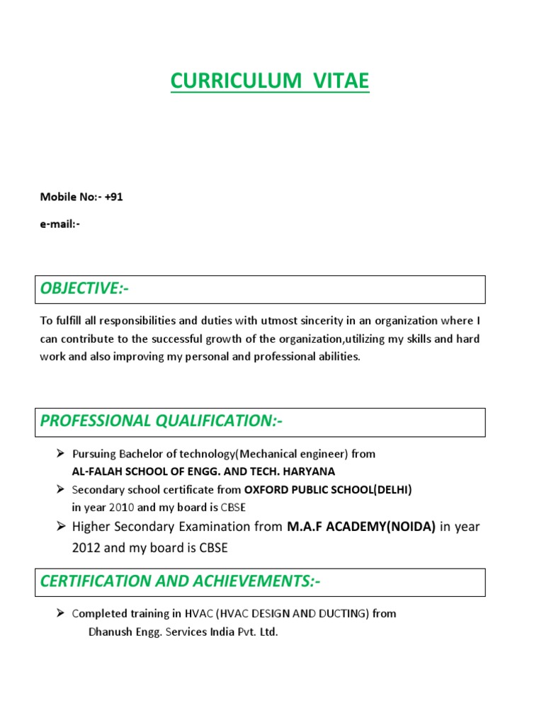 Curriculum Vitae: Objective | PDF