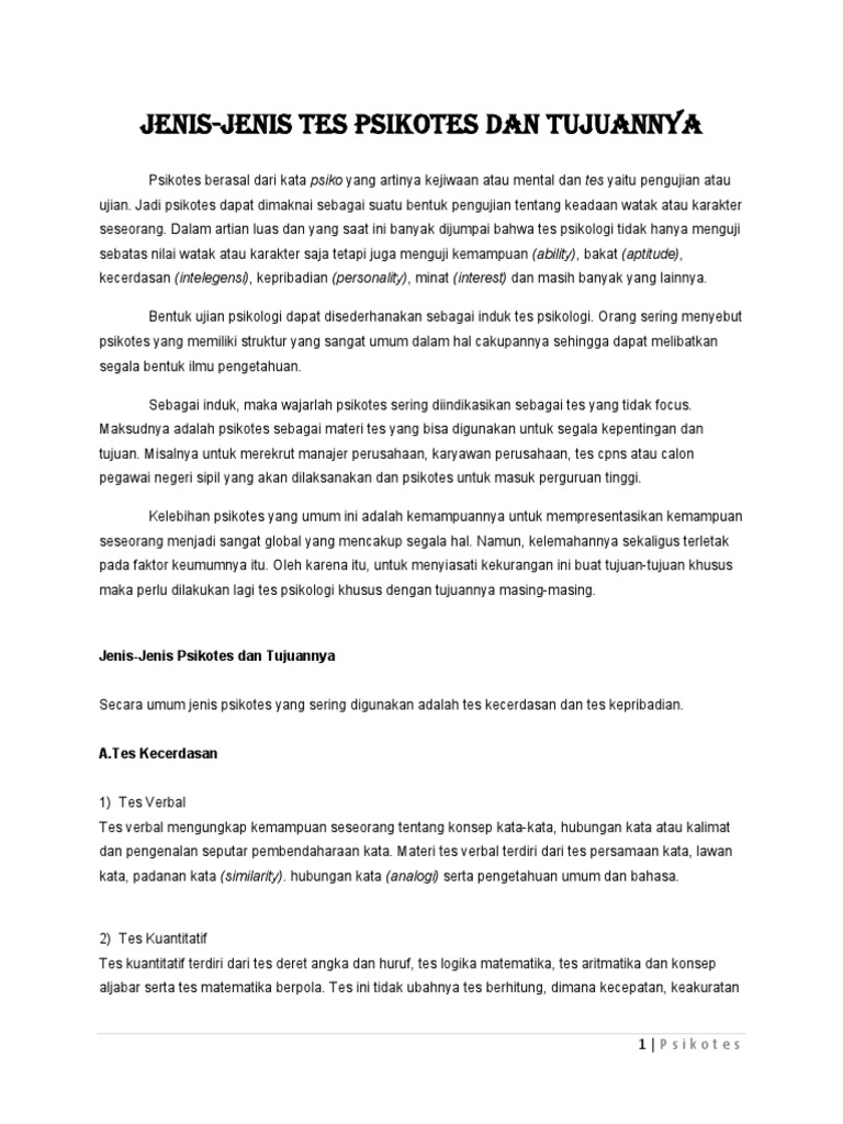 Test Psikotest | PDF