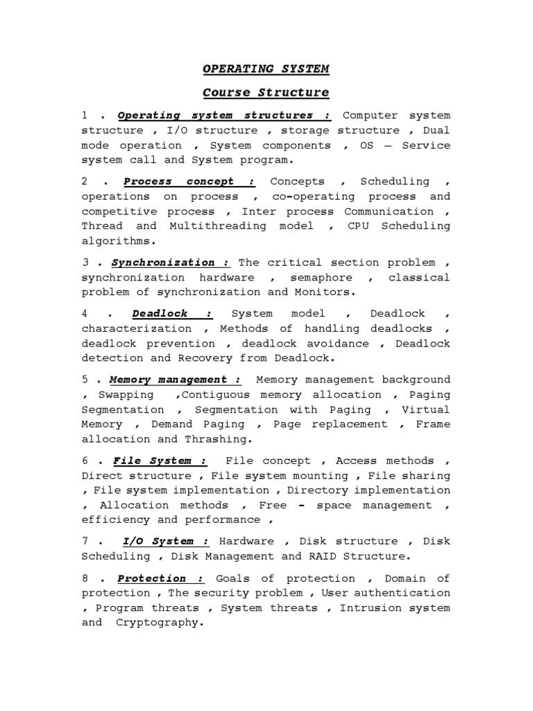 OS Course Structure and Key Concepts | PDF