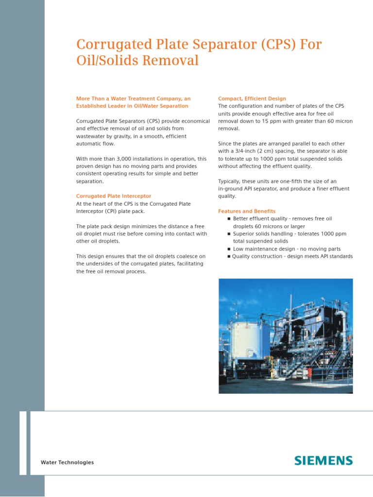 Corrugated Plate Separator (CPS) For | PDF | Environmental Engineering ...