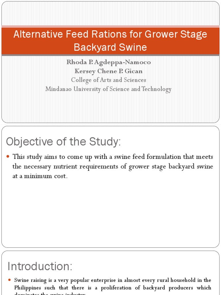 Cost-Effective Feed for Backyard Swine | PDF