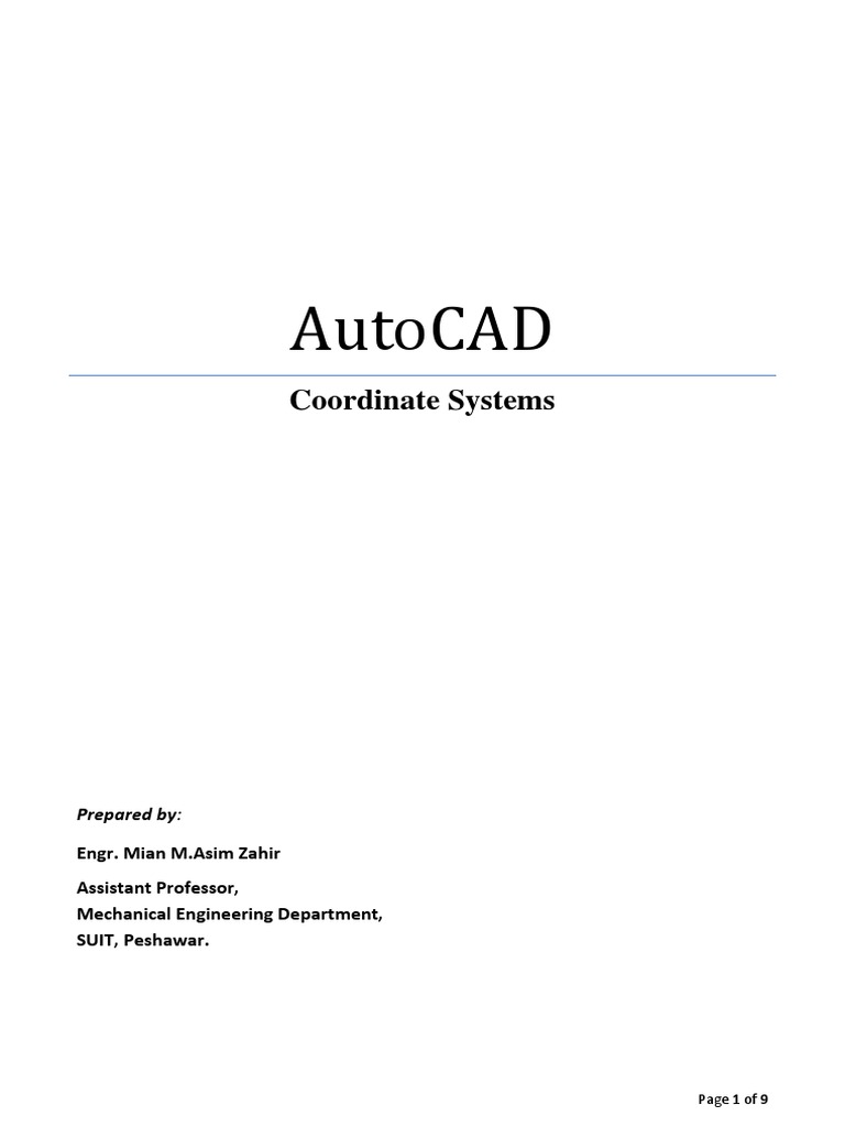 AutoCAD Notes - Coordinate Systems | PDF | Auto Cad | Cartesian ...