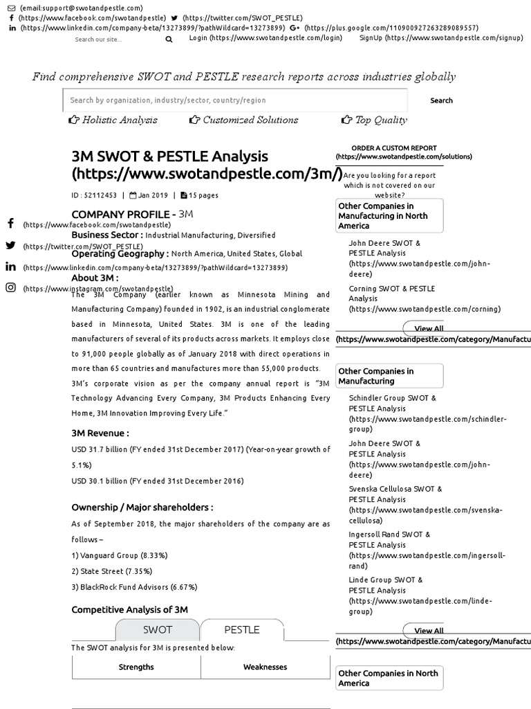 3m Swot & Pestle Analysis - Swot & Pestle.com | Mergers And ...