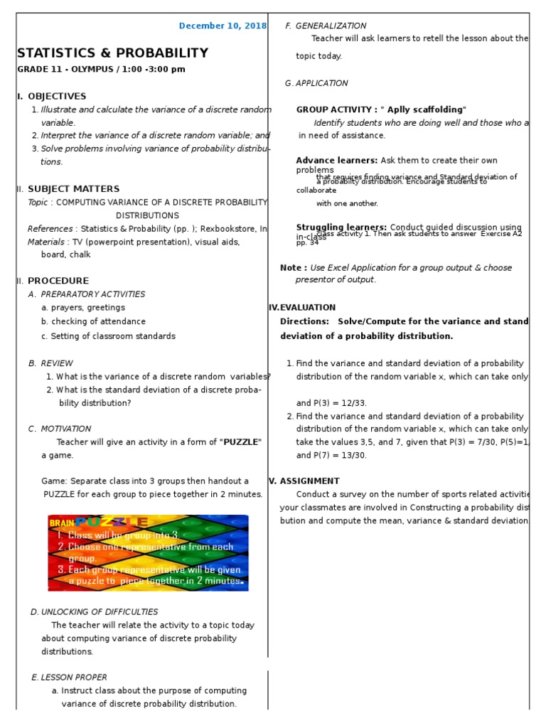 Statistics & Probability: Objectives | Download Free PDF | Balance ...