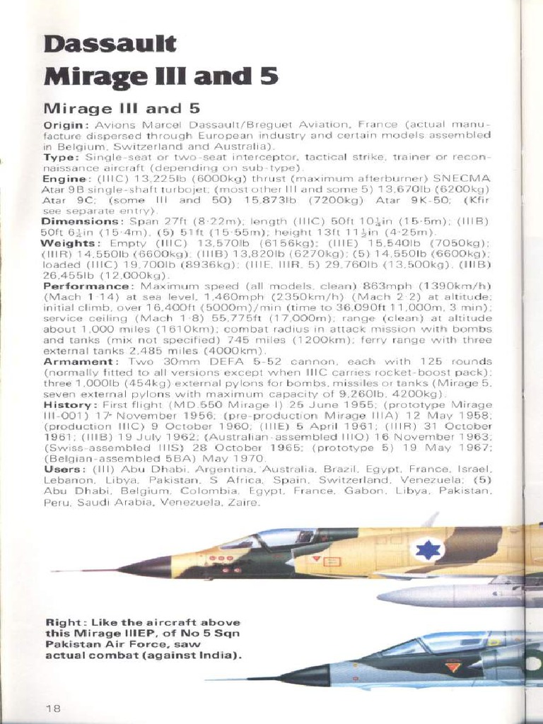 Dassult Mirage F3 & F5 | PDF | Ingeniería Aeroespacial | Diseño de ...