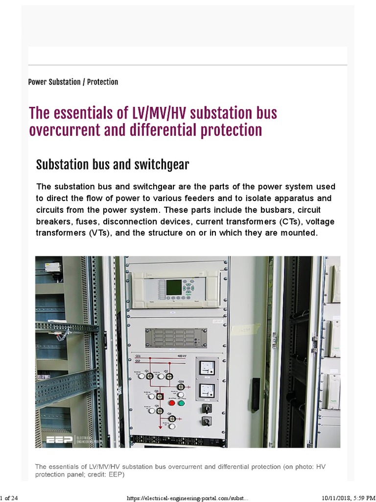 EEP - HV Substation Bus Overcurrent and Differential Protection | PDF ...