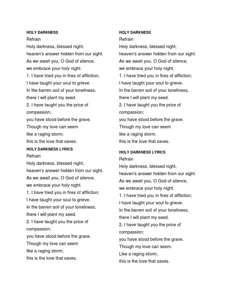 Holy Darkness Lyrics | PDF | Religious Belief And Doctrine | Religious ...