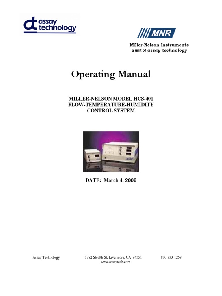 Operating Manual: Miller-Nelson Model Hcs-401 Flow-Temperature-Humidity ...