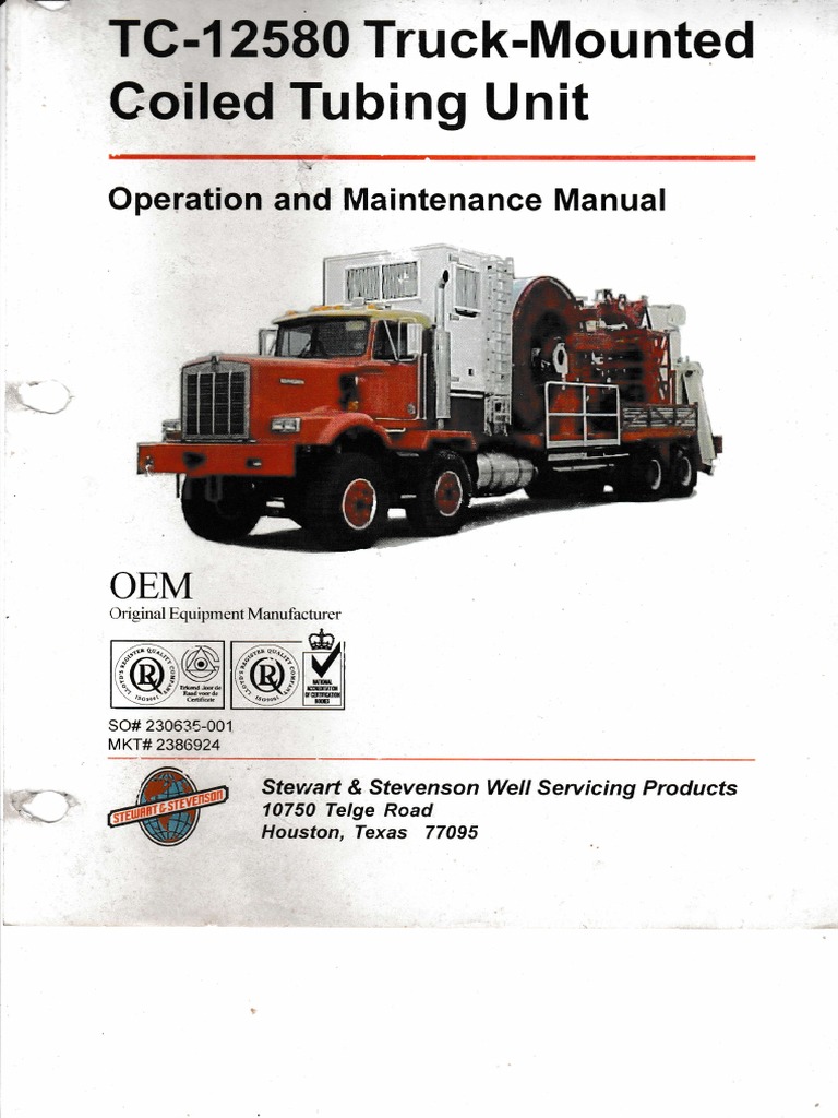TC-12580 Coiled Tubing Unit Manual | PDF | Crane (Machine) | Pipe ...