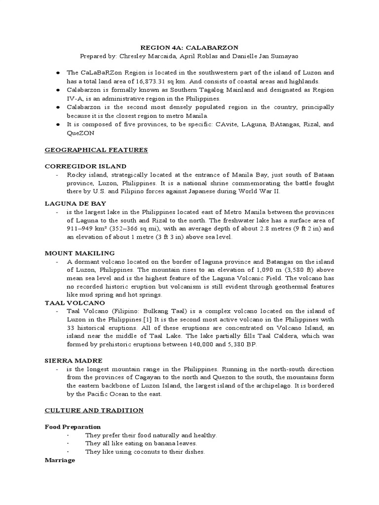 Region 4a Calabarzon | PDF | Cuisine | Foods