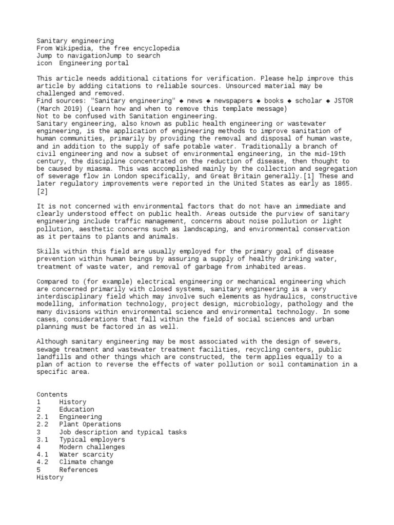 Sanitary Engineering | PDF | Water Management | Water Supply
