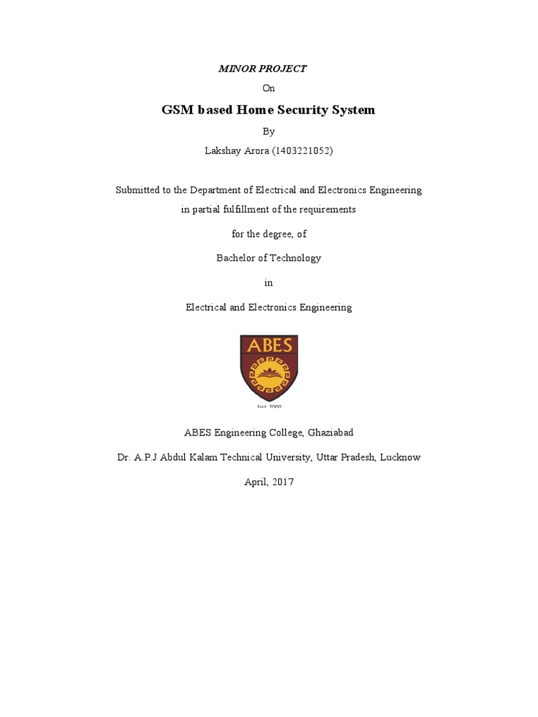 GSM Based Home Security System: Minor Project | PDF | Arduino | Digital ... GSM Based Home Security System: Minor Project | PDF | Arduino | Digital ...