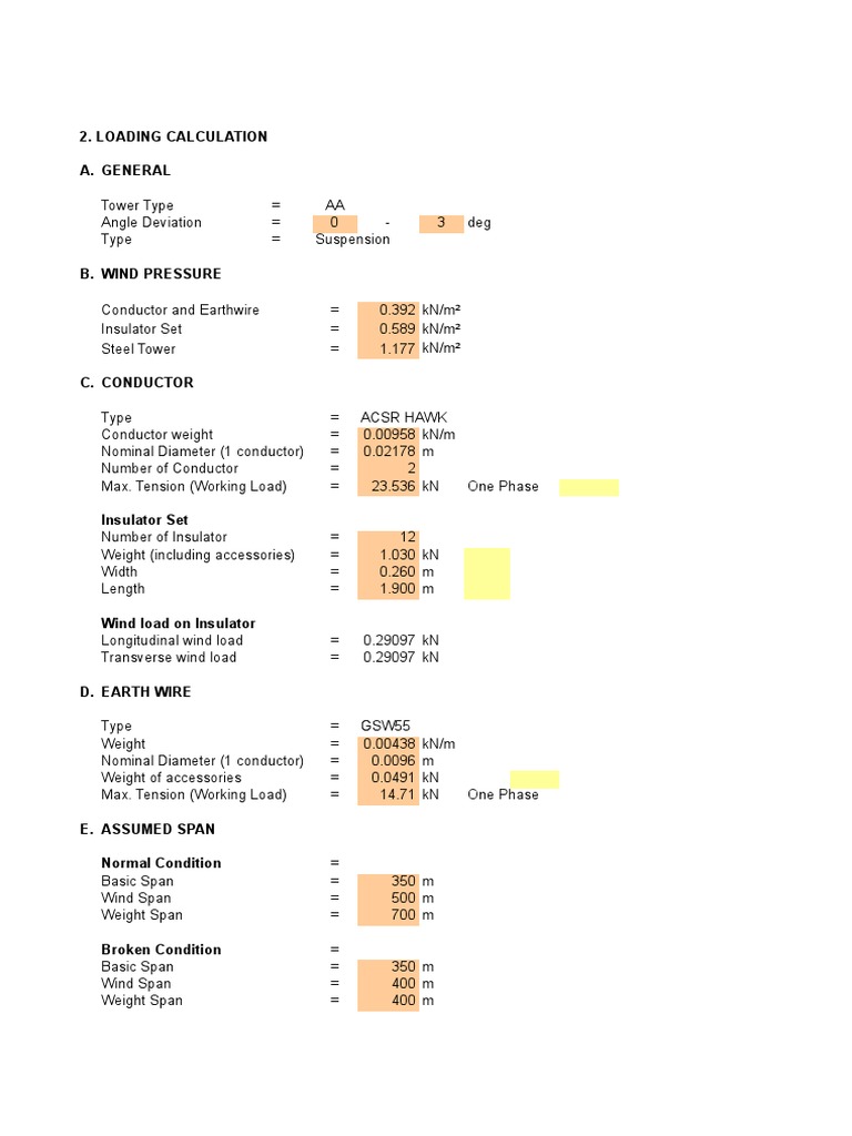 Loading Calculation A. General | PDF | Insulator (Electricity ...