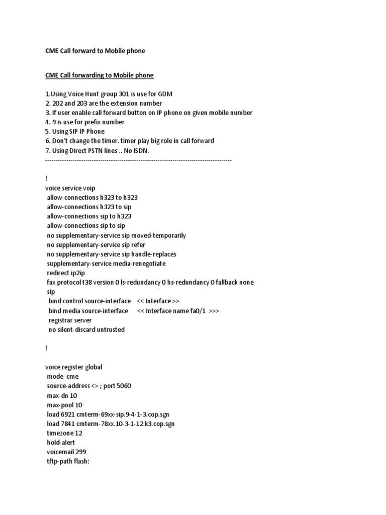 CME Call Forward To Mobile Phone | PDF | Session Initiation Protocol ...