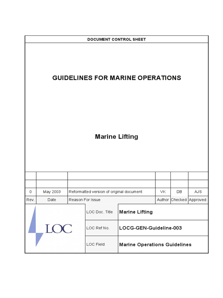 LOCG-GEN-Guideline-003 Rev 0 - Marine Lifting PDF | PDF | Crane ...
