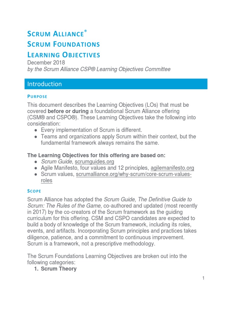 Scrum Foundations LOs 2018 1 | PDF | Scrum (Software Development ...