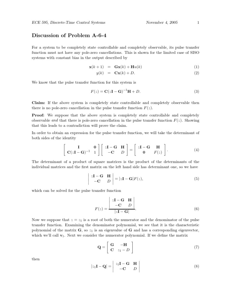 Discrete Control | PDF | Eigenvalues And Eigenvectors | Mathematical Concepts