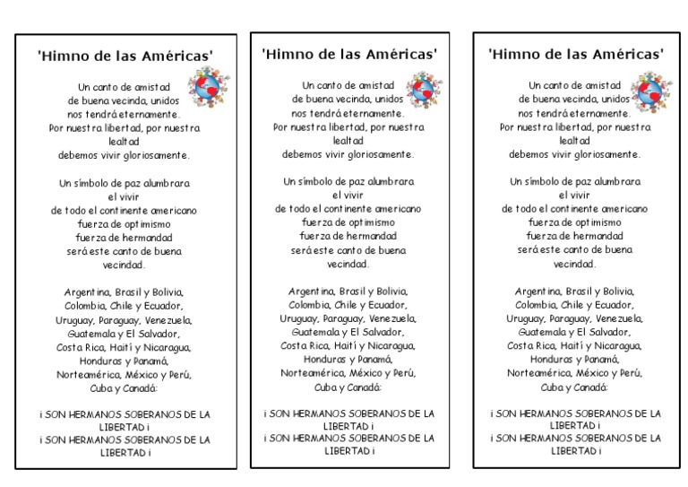 Himno de Las Americas | PDF | Américas | América del Sur