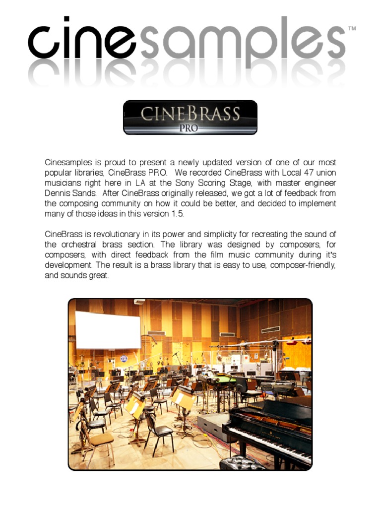 CineBrass PRO: Enhanced Brass Library | PDF | Synthesizer | Brass Instruments