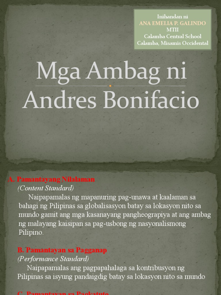 Mga Ambag Ni Andress Bonifacio