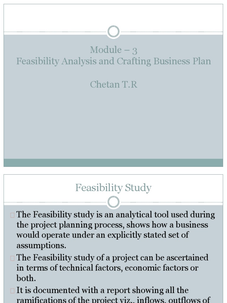 Module - 3 Feasibility Analysis and Crafting Business Plan Chetan T.R ...