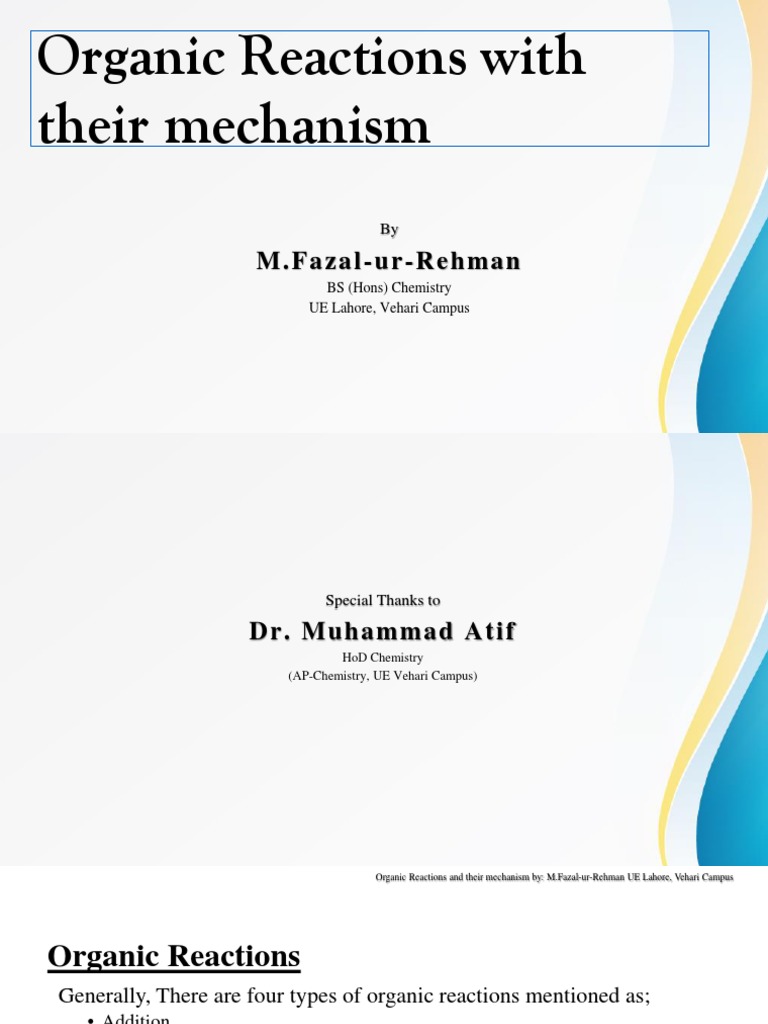 Organic Reactions With Mechanism | PDF | Chemical Reactions | Organic ...