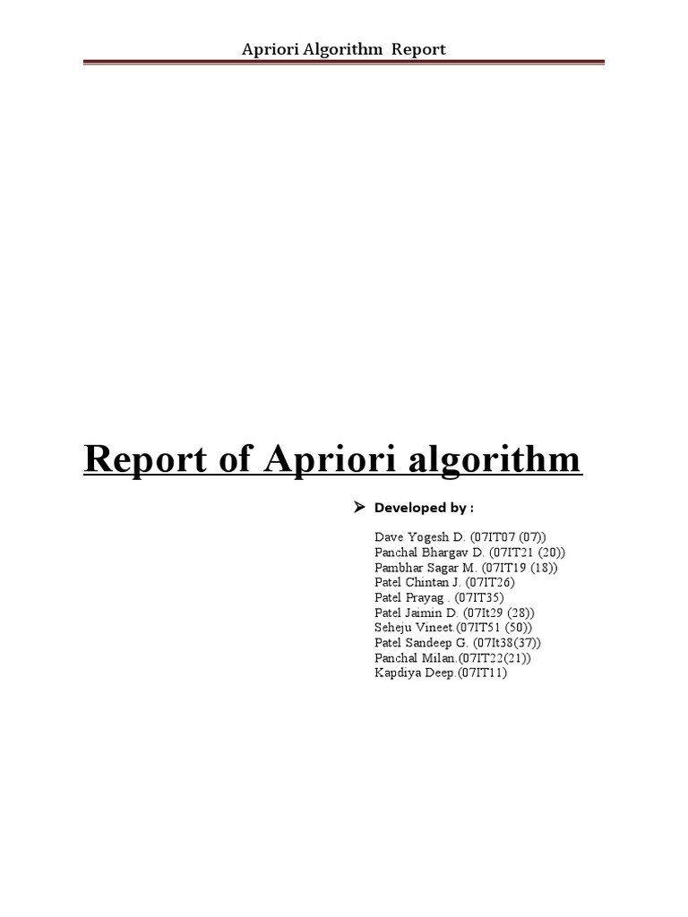 Apriori Report | PDF | Mathematical Logic | Applied Mathematics