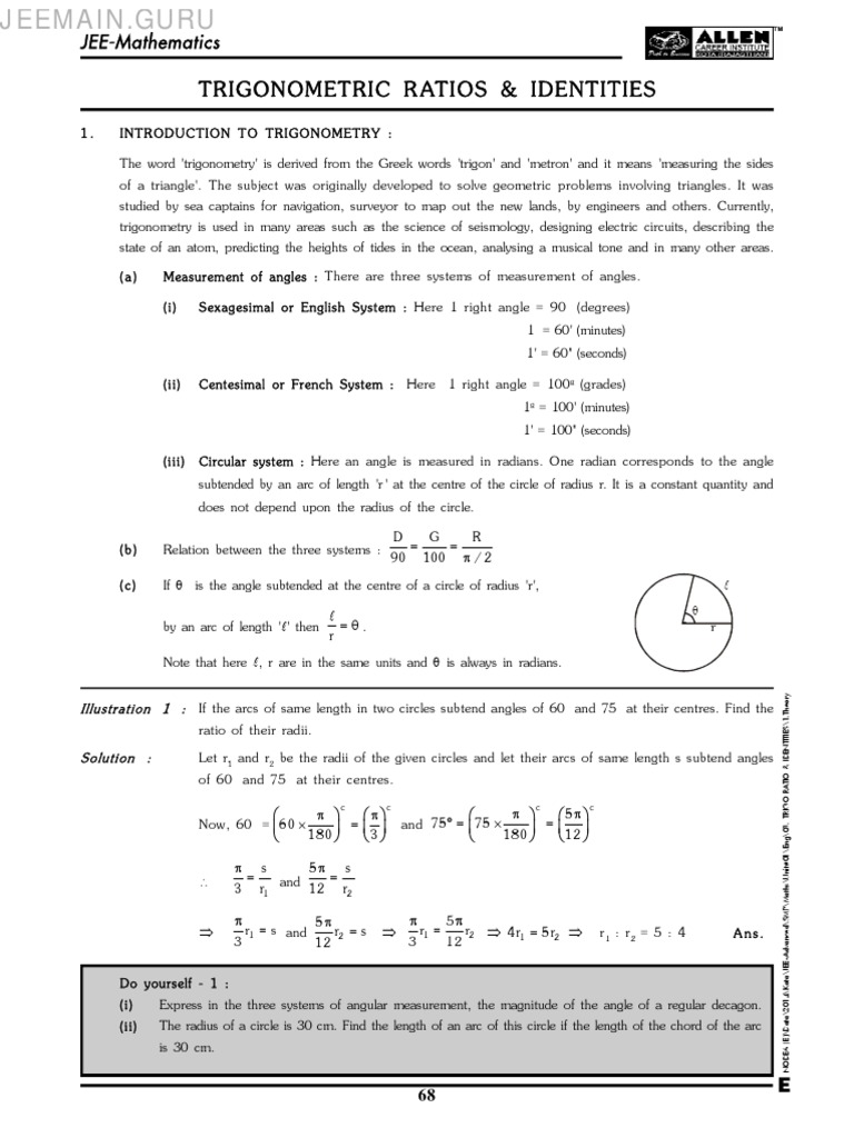 Trigonometry Jeemain - Guru | PDF | Trigonometric Functions | Sine
