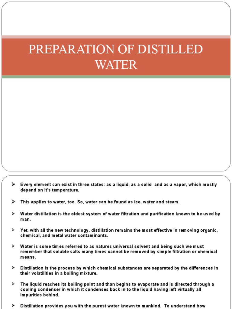 Preparation of Distilled Water | PDF | Distillation | Water