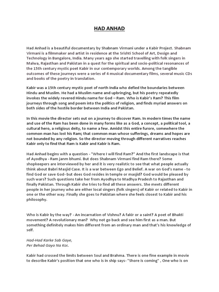 Had Anhad: A Journey Through Song and Poem to Discover the Eternal ...