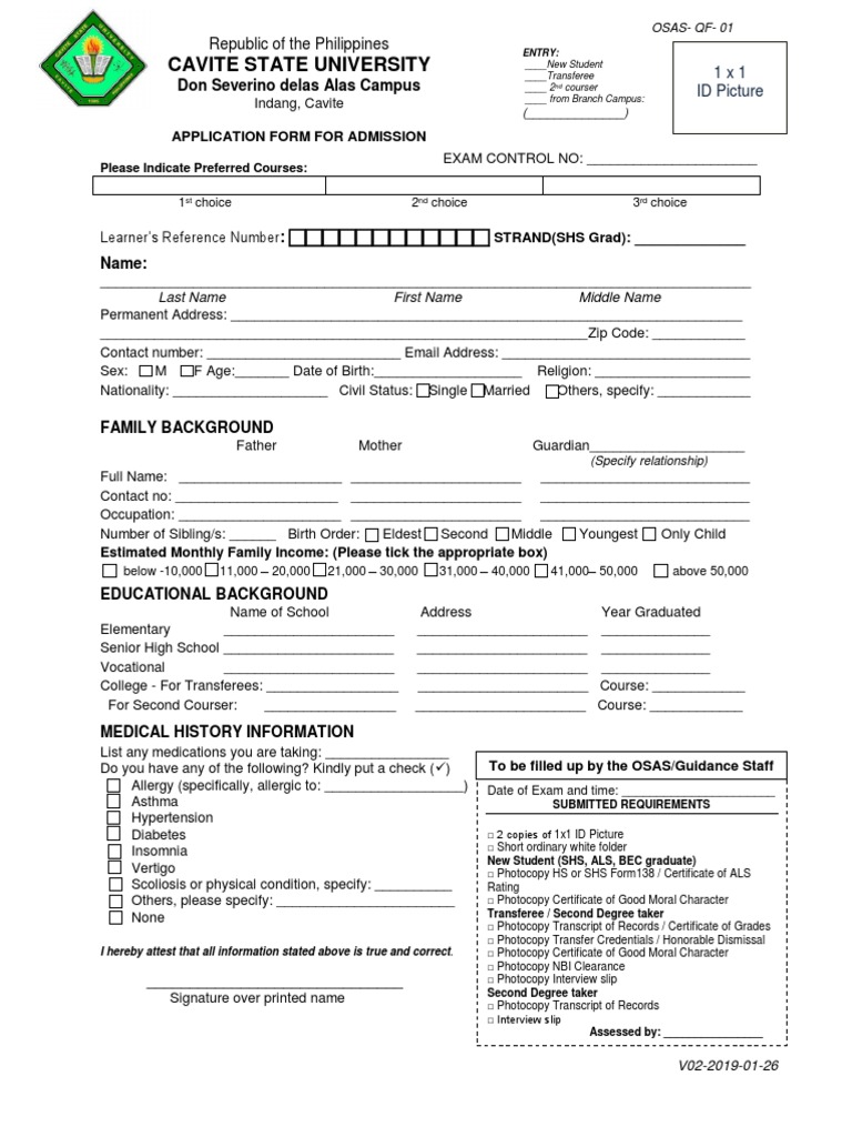 2019 Application Form For Admission PDF | PDF | Test (Assessment ...