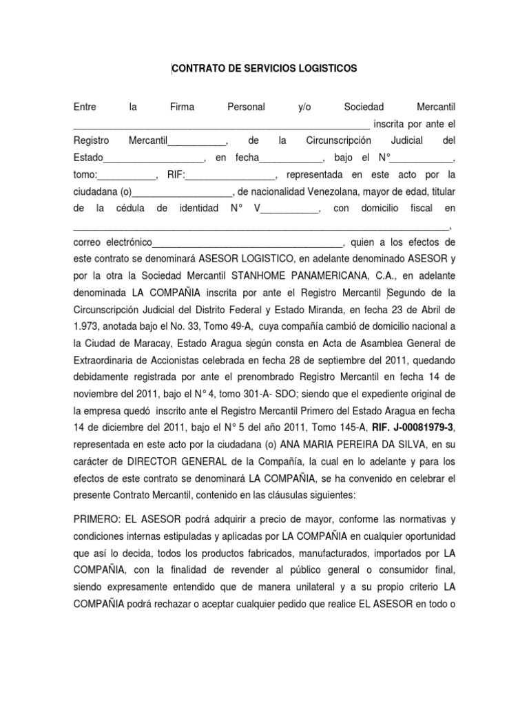 Contrato de Servicios Logisticos PDF | PDF | Regulación | Justicia Contrato de Servicios Logisticos PDF | PDF | Regulación | Justicia