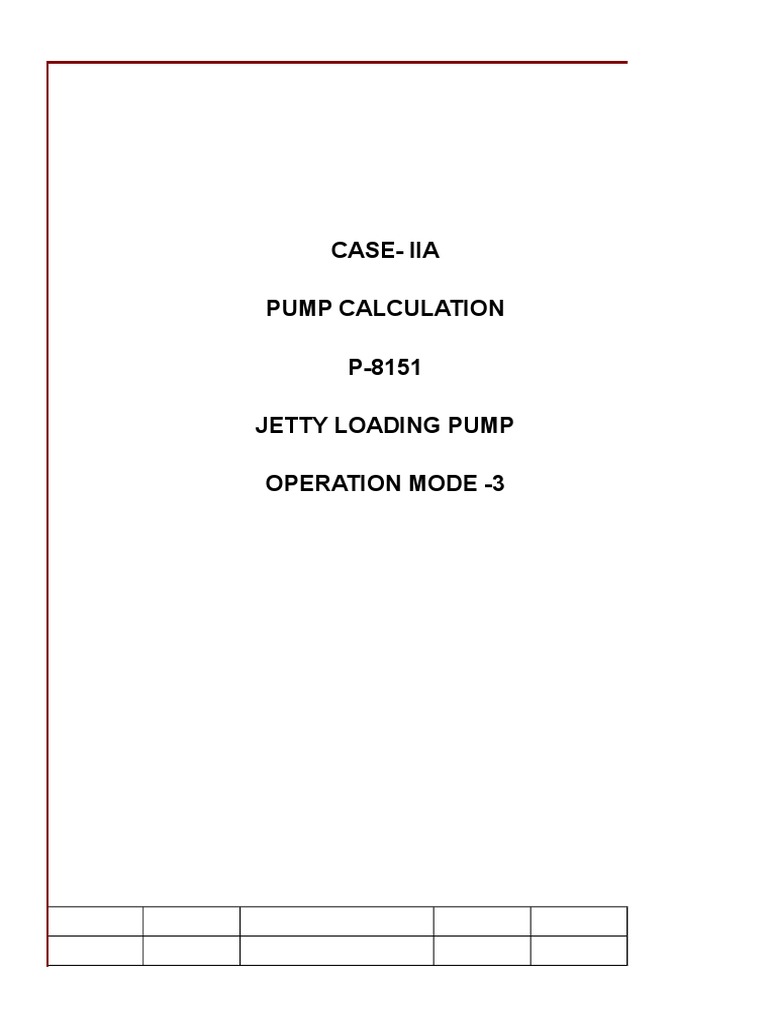 Hydraulic Calculations for Pump P-8151 | PDF | Pump | Pressure