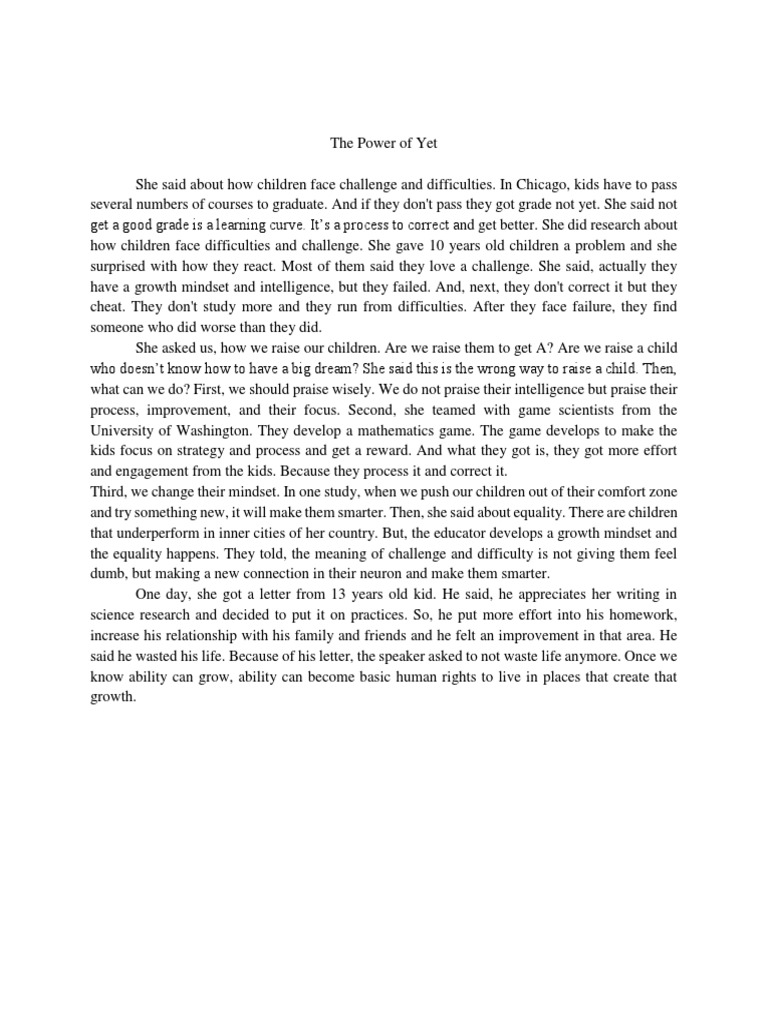 The Power of Yet | PDF