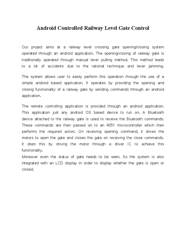 Android Controlled Railway Level Gate Control | PDF
