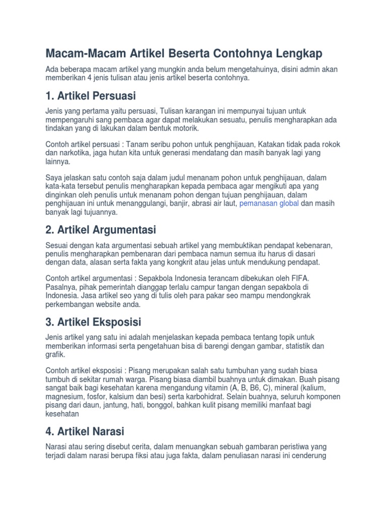 Jenis-Jenis Artikel dan Contohnya | PDF