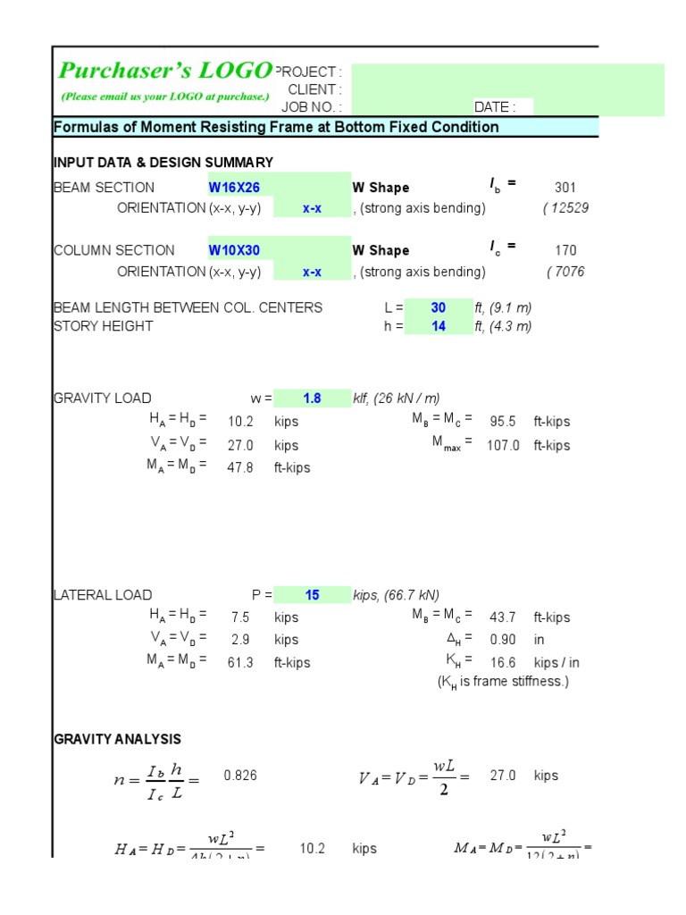 Lateral Frame Formulas | PDF | Beam (Structure) | Bending
