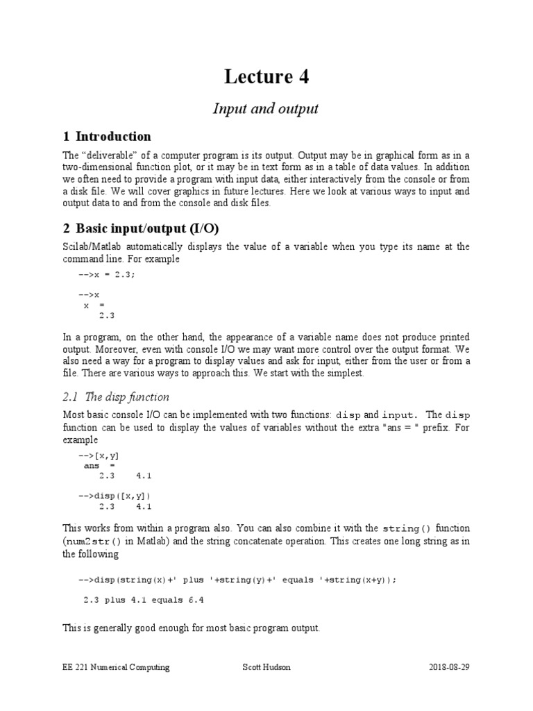 04 Input and Output | PDF | Comma Separated Values | Command Line Interface