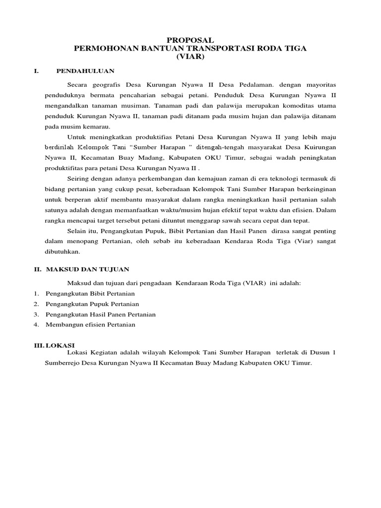 Proposal Motor Roda Tiga | PDF