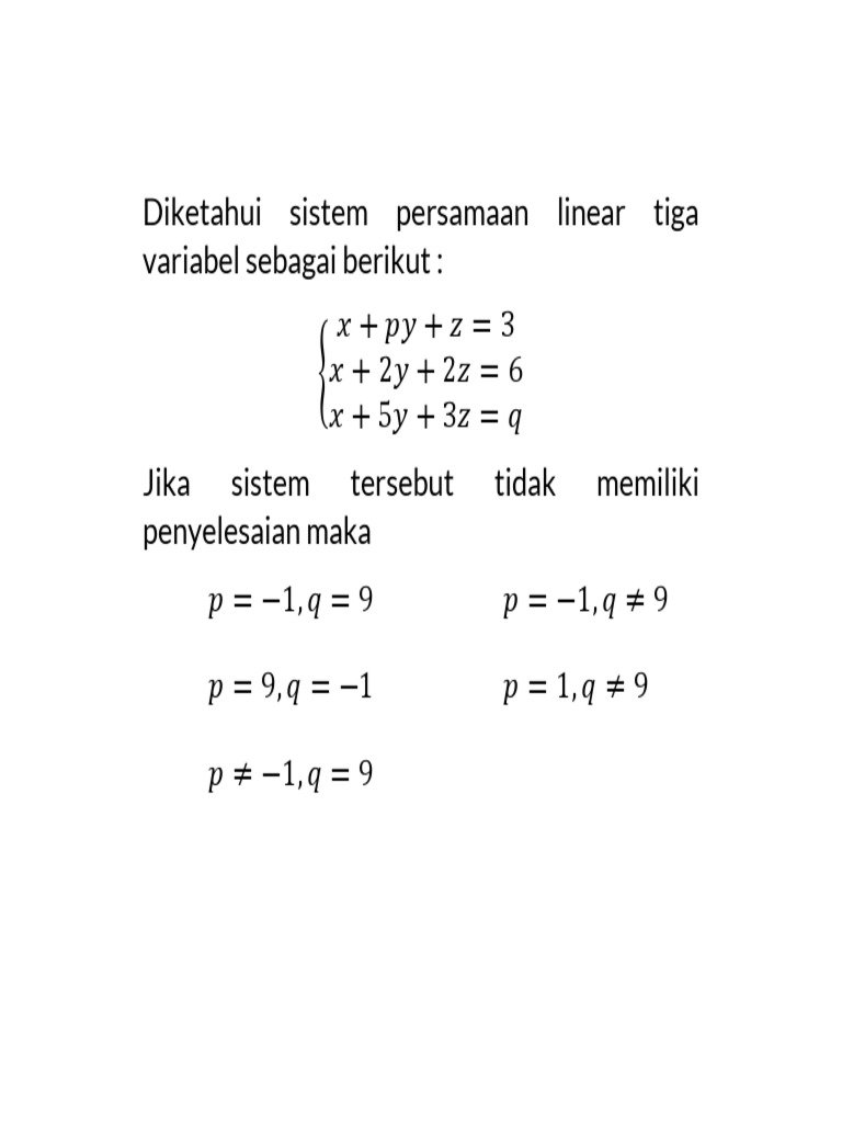 Sistem Persamaan Linear 3 Variabel | PDF