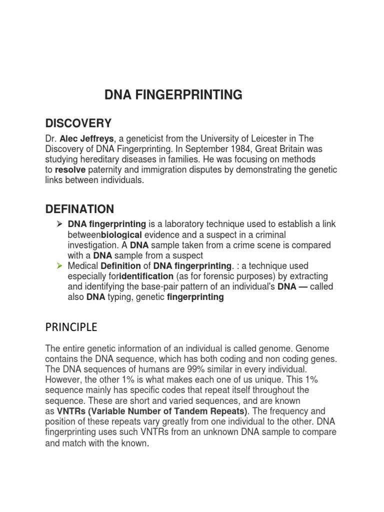 Dna Fingerprinting | PDF | Dna Profiling | Microsatellite