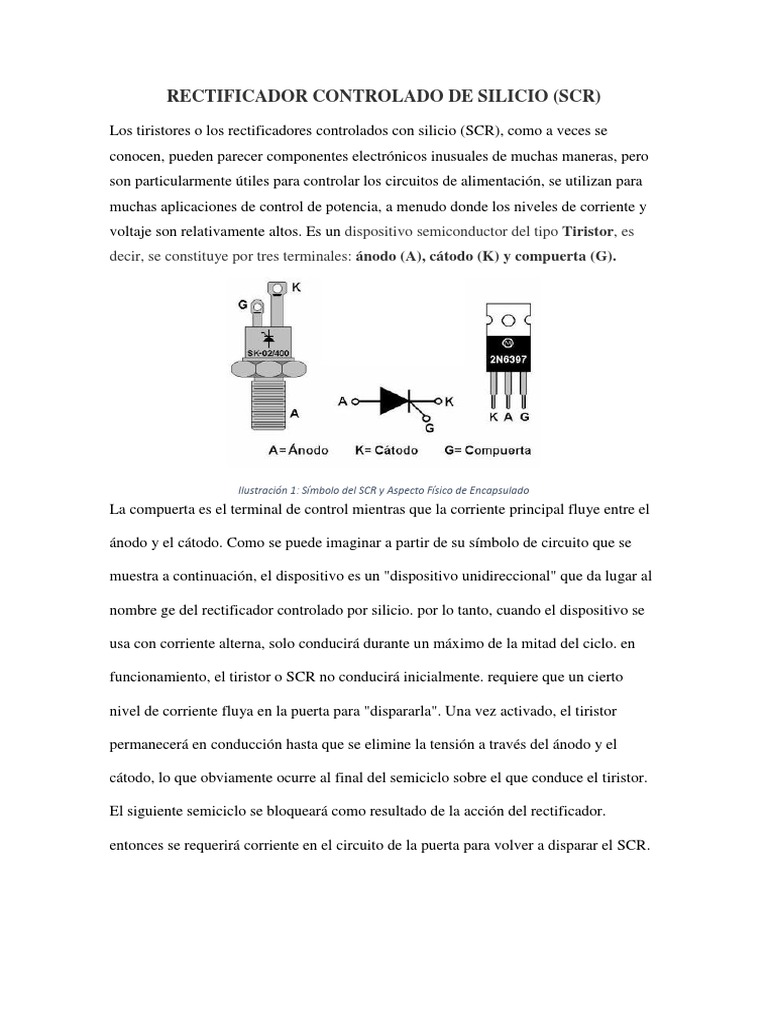 SCR y TRIAC | Descargar gratis PDF | Transistor | Rectificador