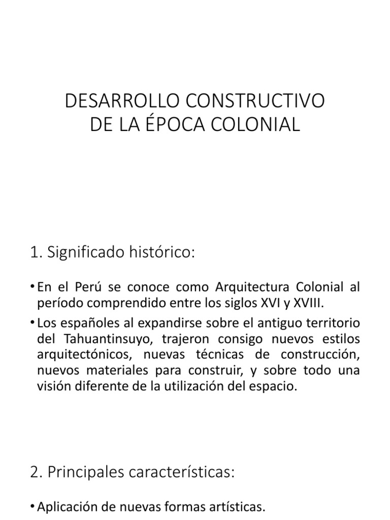 01 Principales Caractericas de La Construccion en La Época Colonial. | PDF
