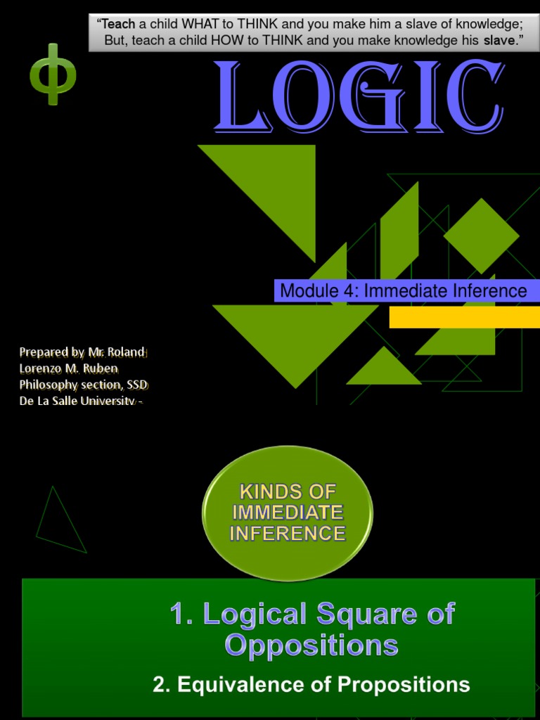 LOGIC - Module 3b Immediate Inference (Square of Oppositions) | PDF ...