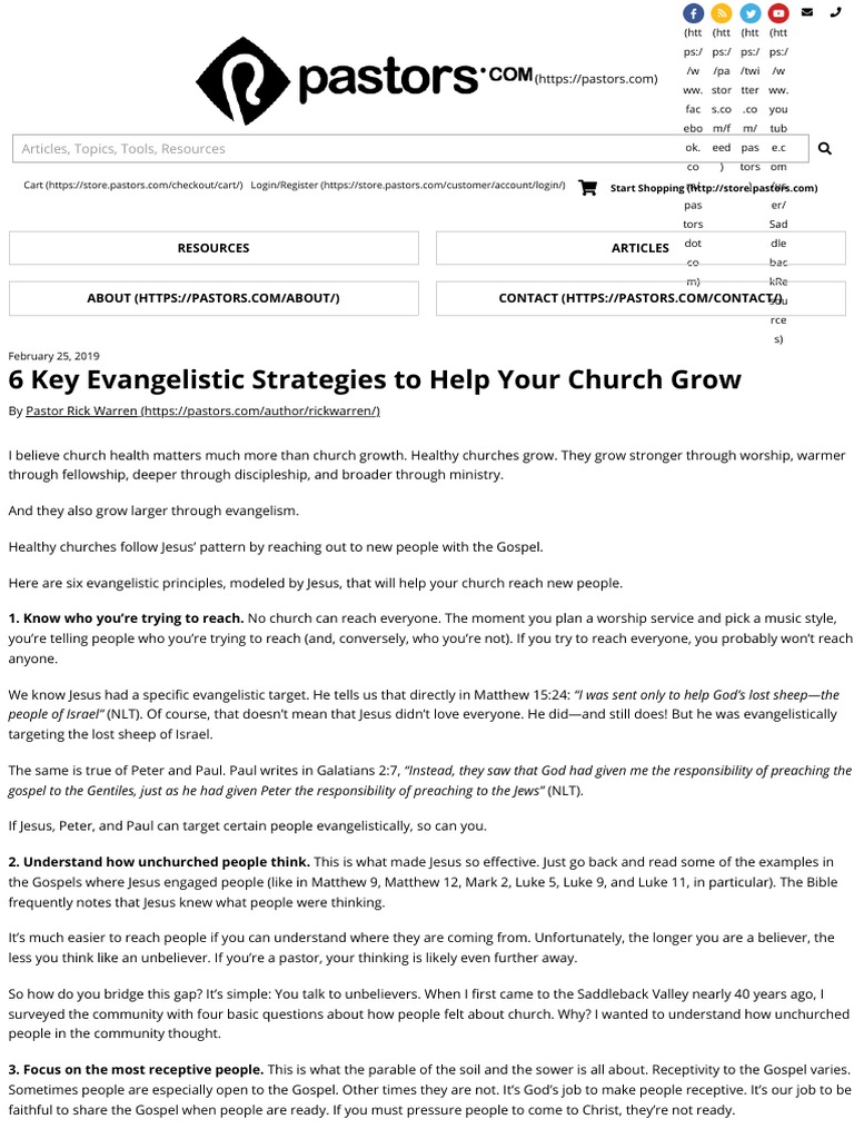 6 Key Evangelistic Strategies To Help Your Church Grow PDF | PDF ...