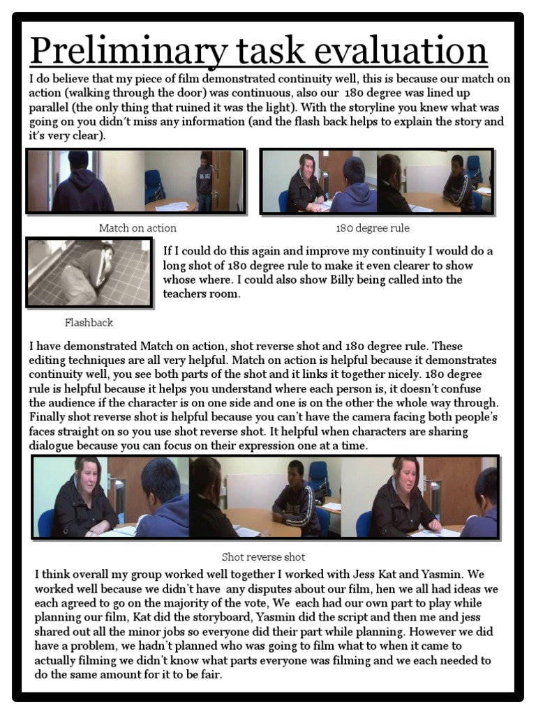 Preliminary Task Evaluation | PDF