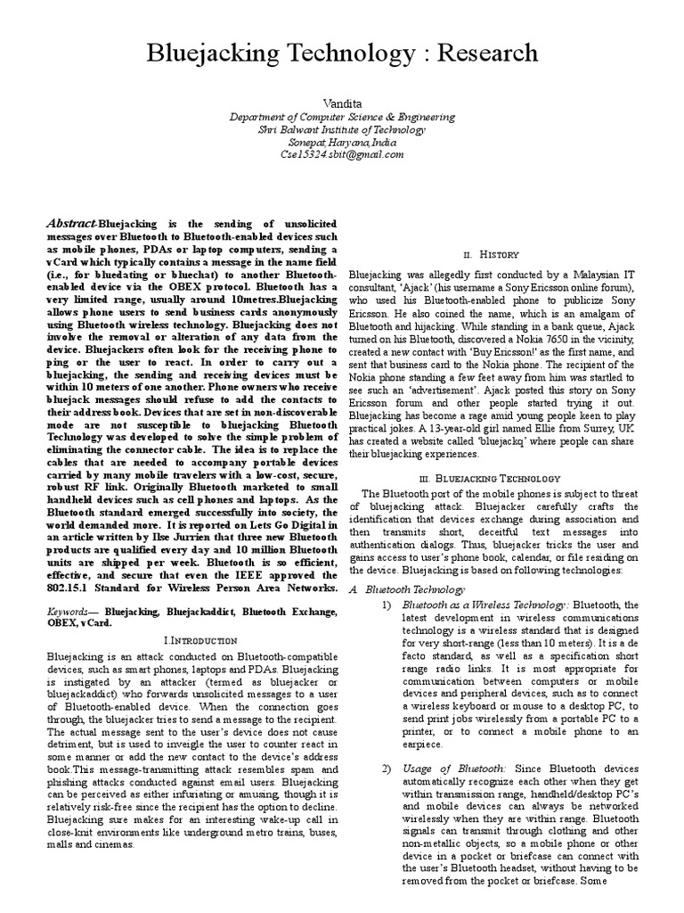 Bluejacking Research: Uncover the History and Technology Behind This ...