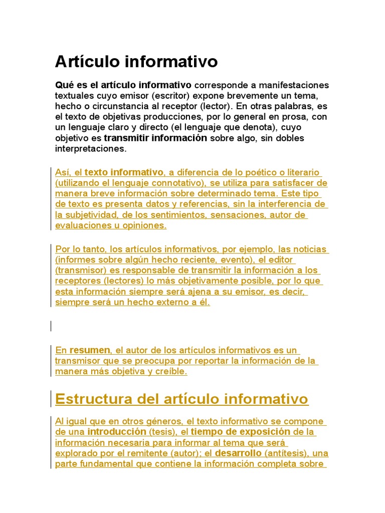 Artículo Informativo | PDF | Autor | Información