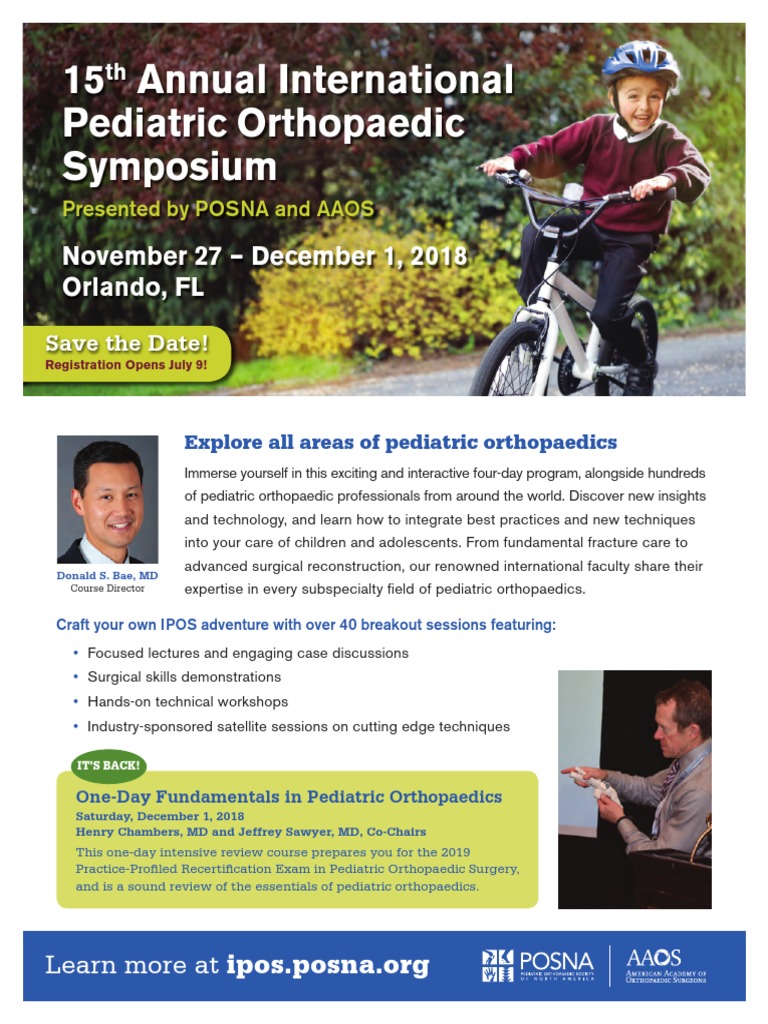 15 Annual International Pediatric Orthopaedic Symposium: November 27 ...